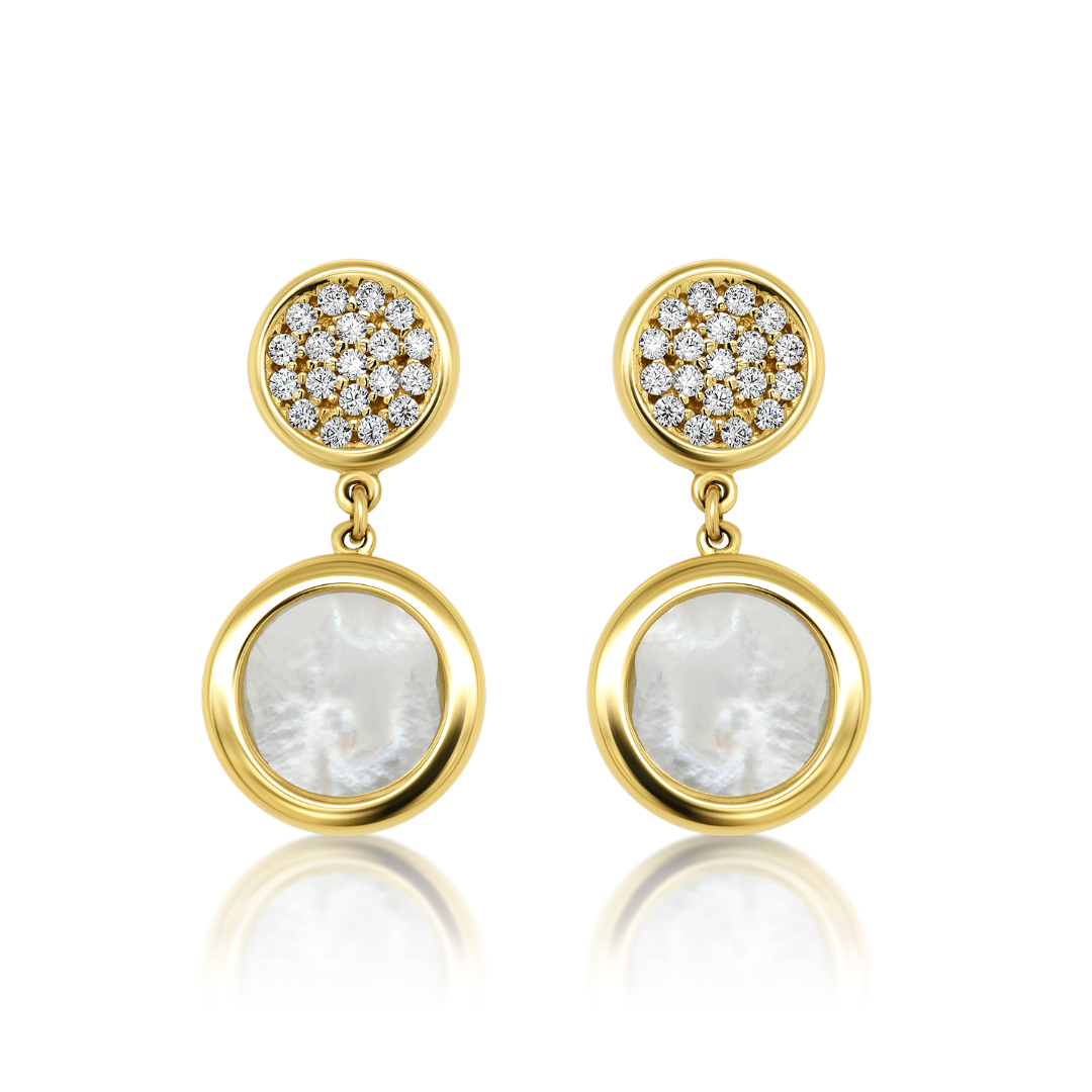 Cercei din aur galben de 14K cu Sidef | Stil Diamonds