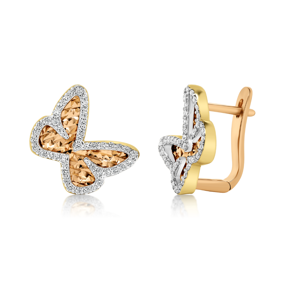 Cercei din aur roz de 14K | Stil Diamonds