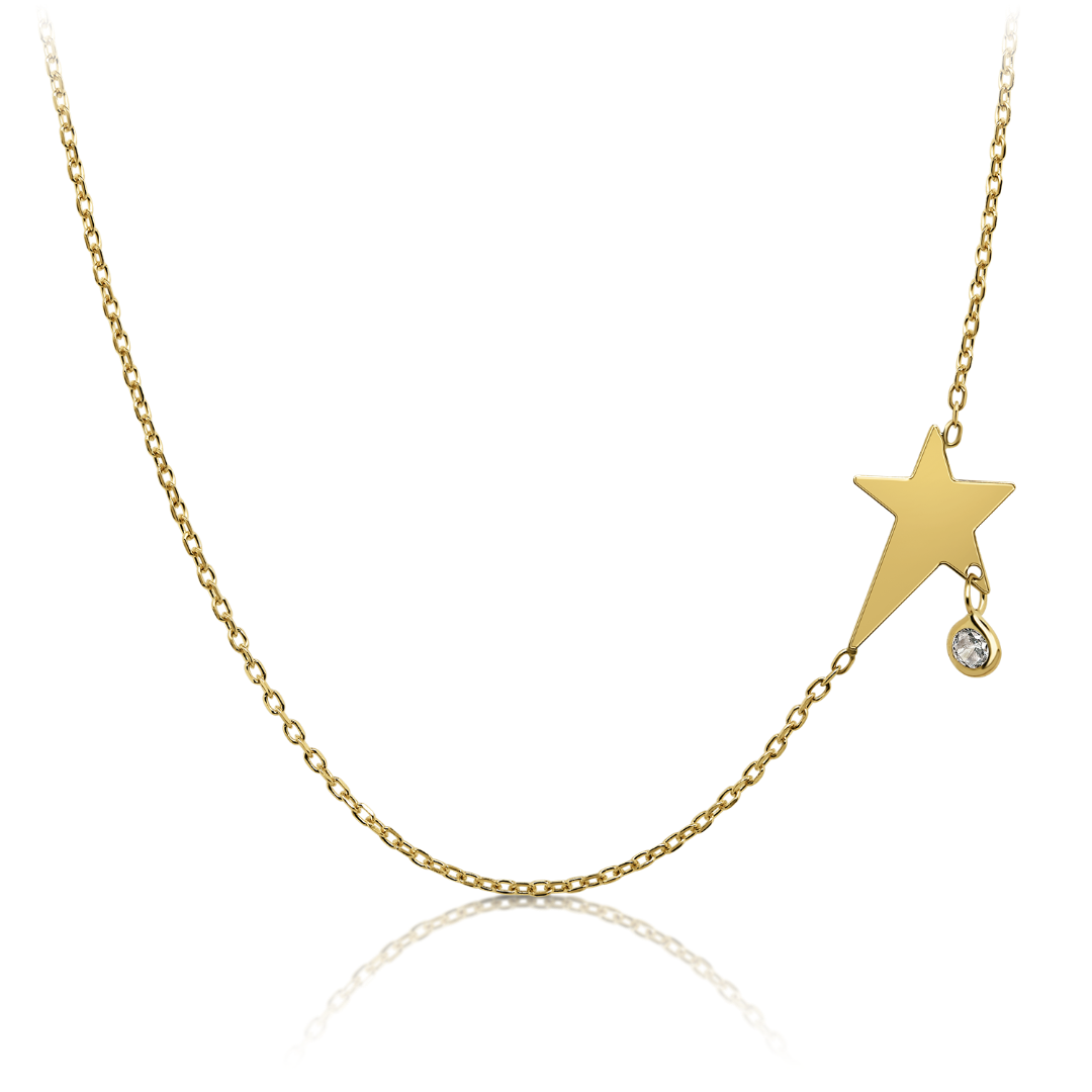 Lanț din aur galben de 14K cu pandantiv în formă de stea | Stil Diamonds